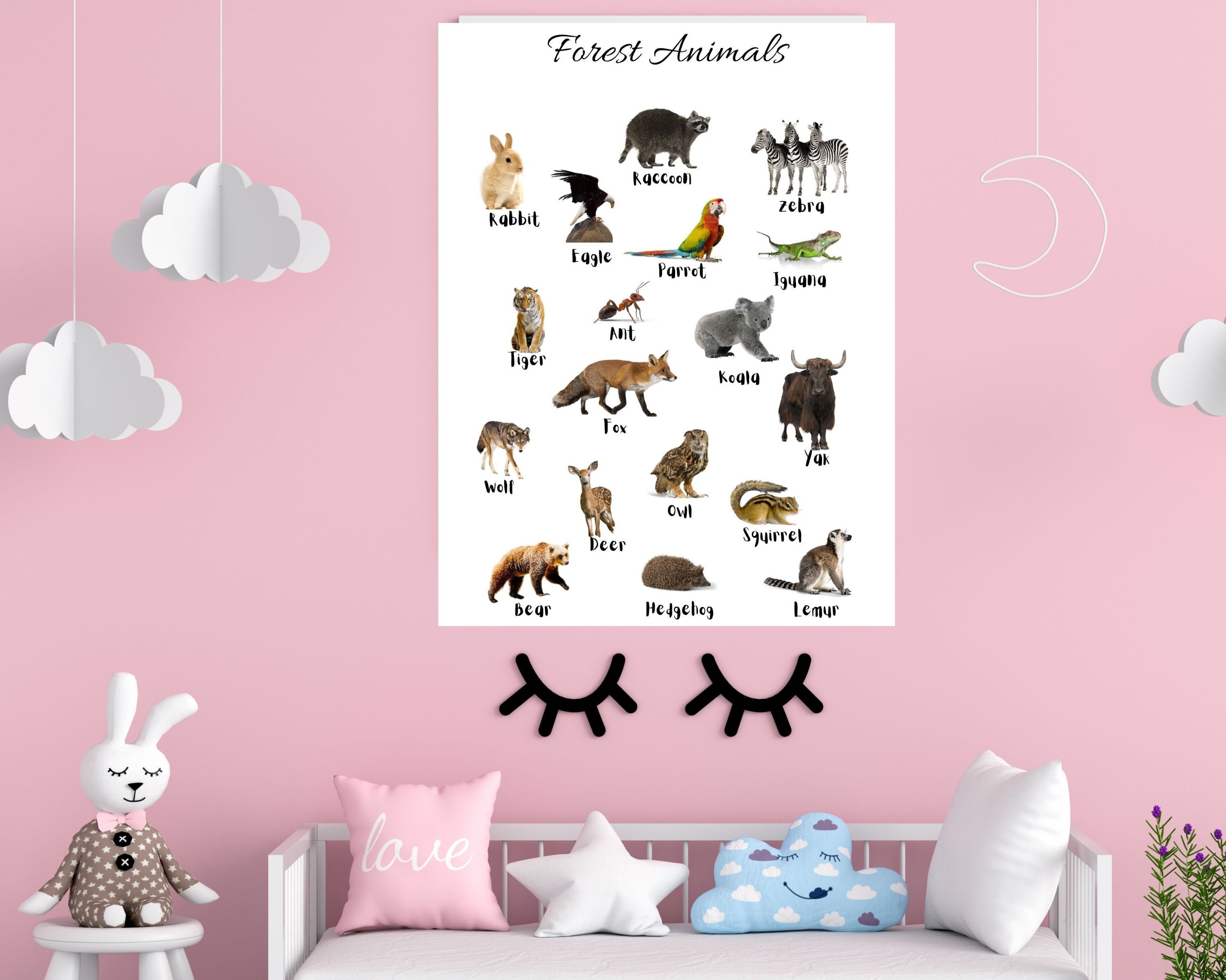 Animal Poster Pdf Printable Poster Preschool Forest Animal Poster ...