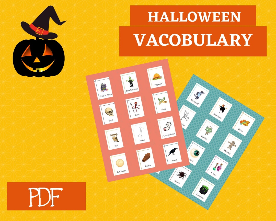 Cartes de vocabulaire Halloween 36 cartes Montessori Cartes Flash Pdf ...