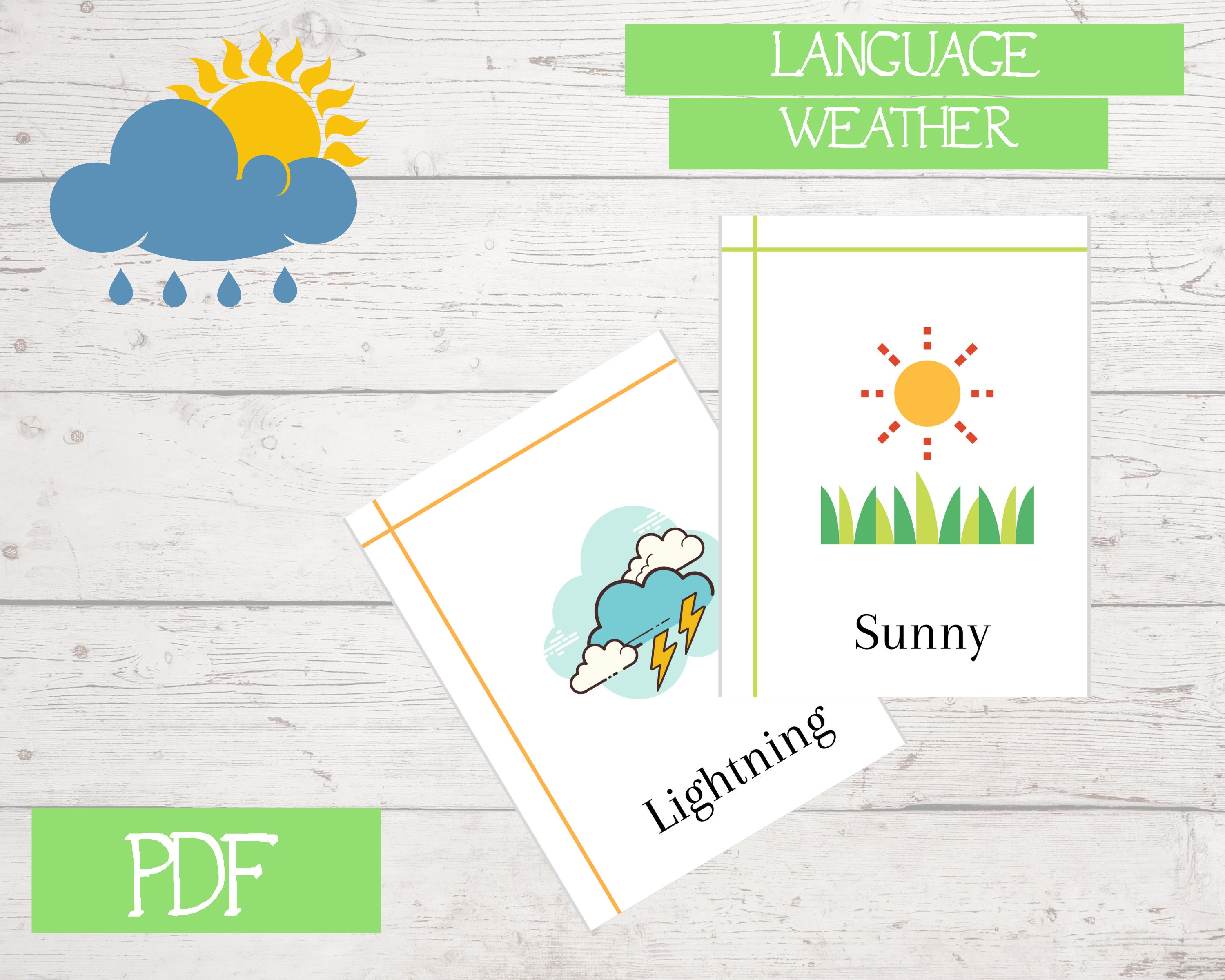 Weather Cards Montessori Cards Flash Cards Pdf Printable - Etsy