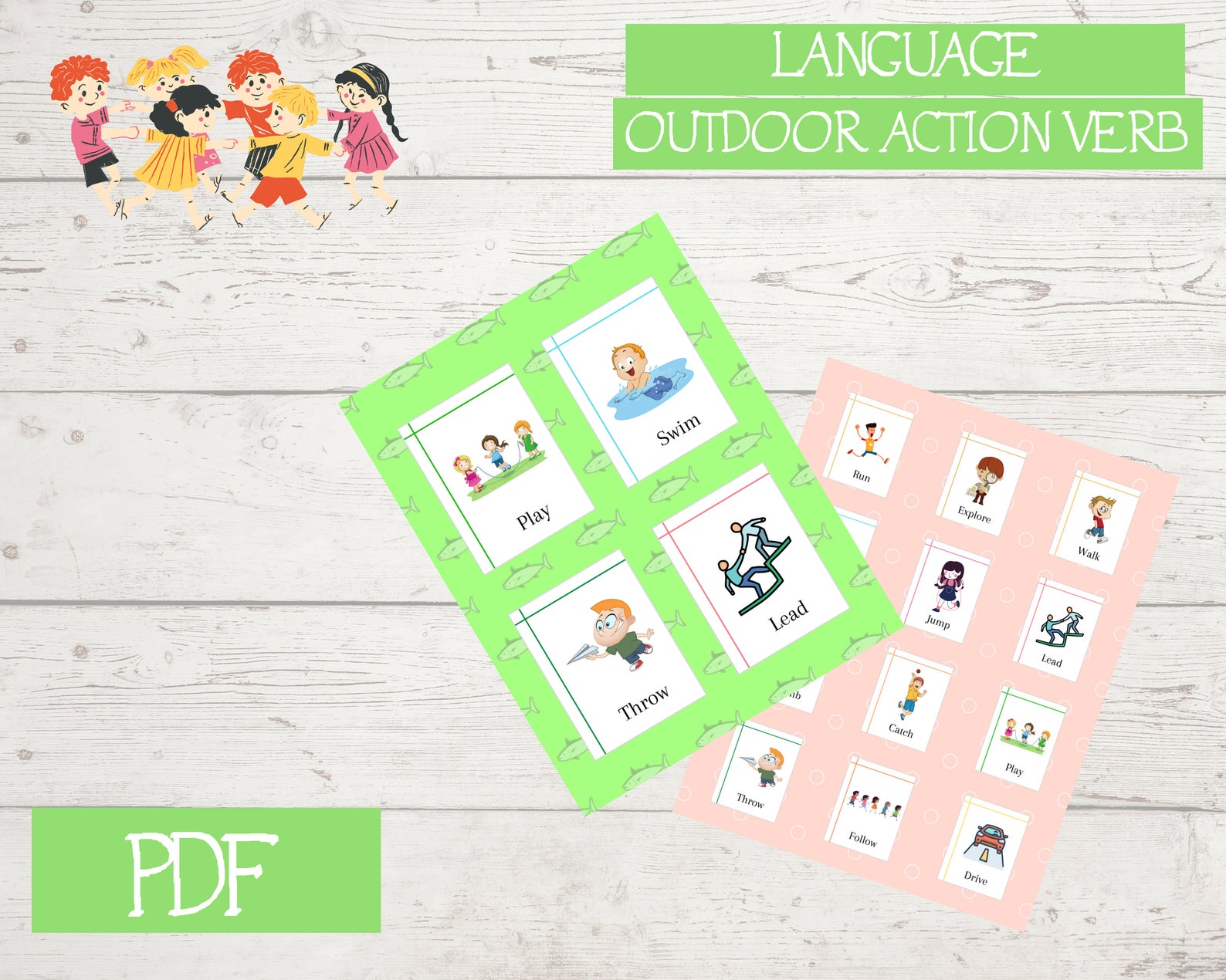 Outdoor-Action Verb Karten Montessori Karten Flash-Karten - Etsy.de