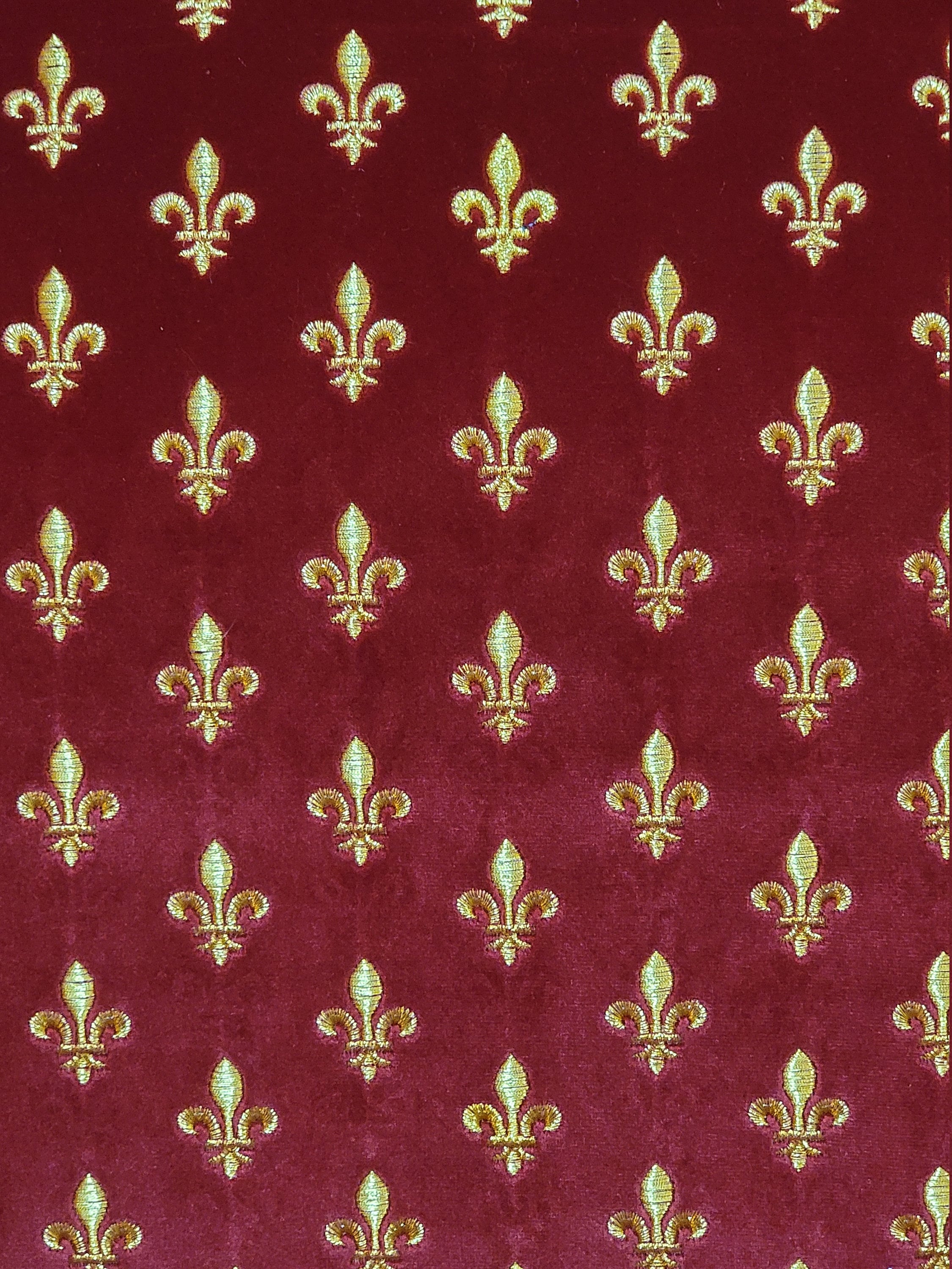 Tissu fleur de lys, velours, brodé, or - plusieurs couleurs - Etsy France