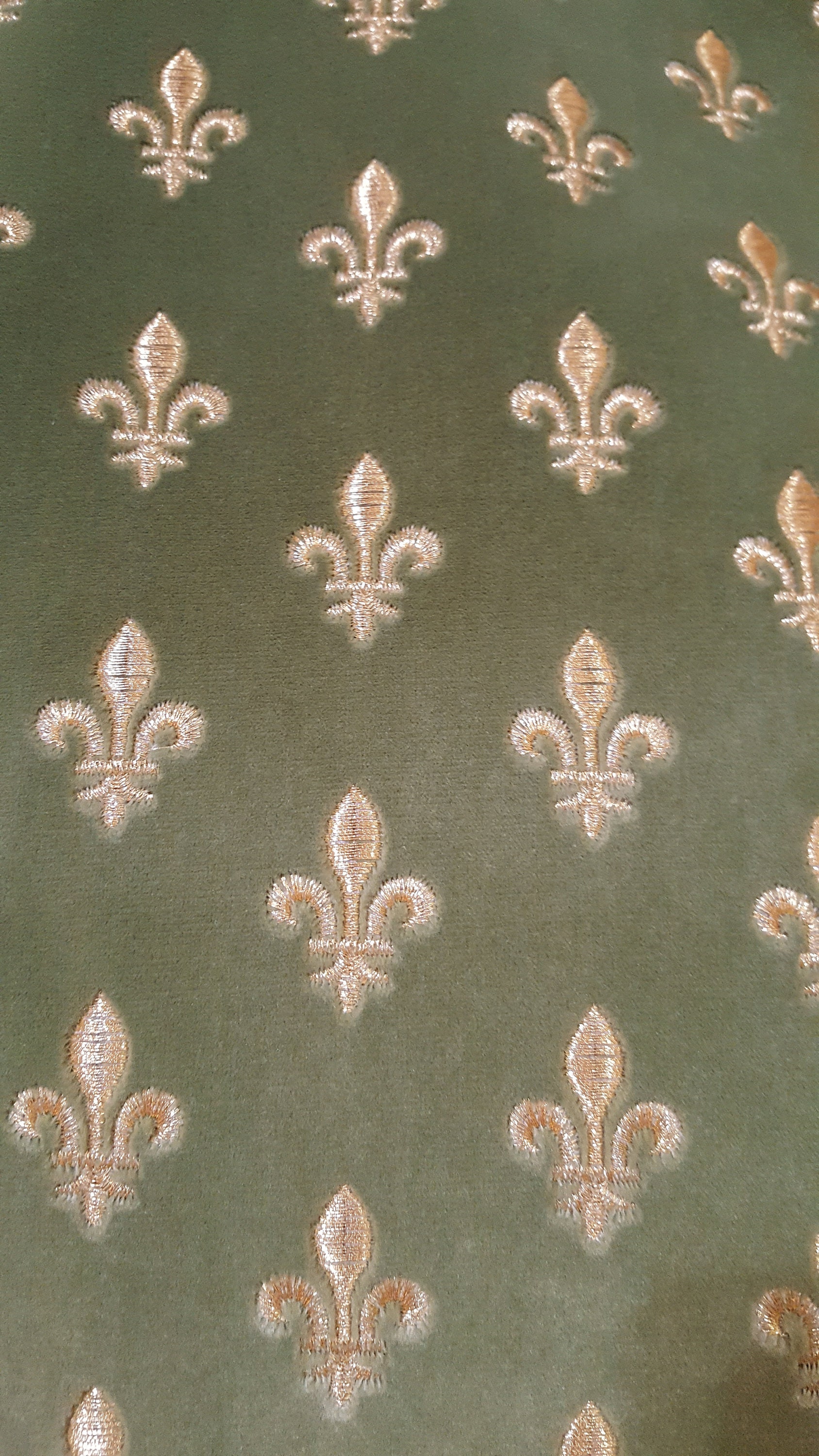 Fleur De Lis Fabric Velvet Embroidered Gold Multiple - Etsy