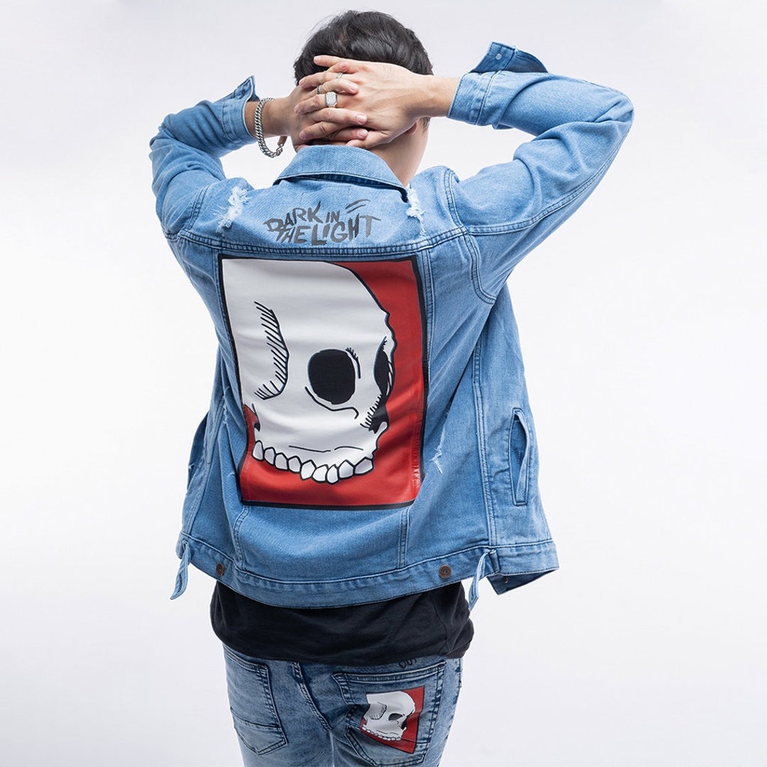 Skeleton Jeans Jacket Denim Streetwear Streetstyle - Etsy