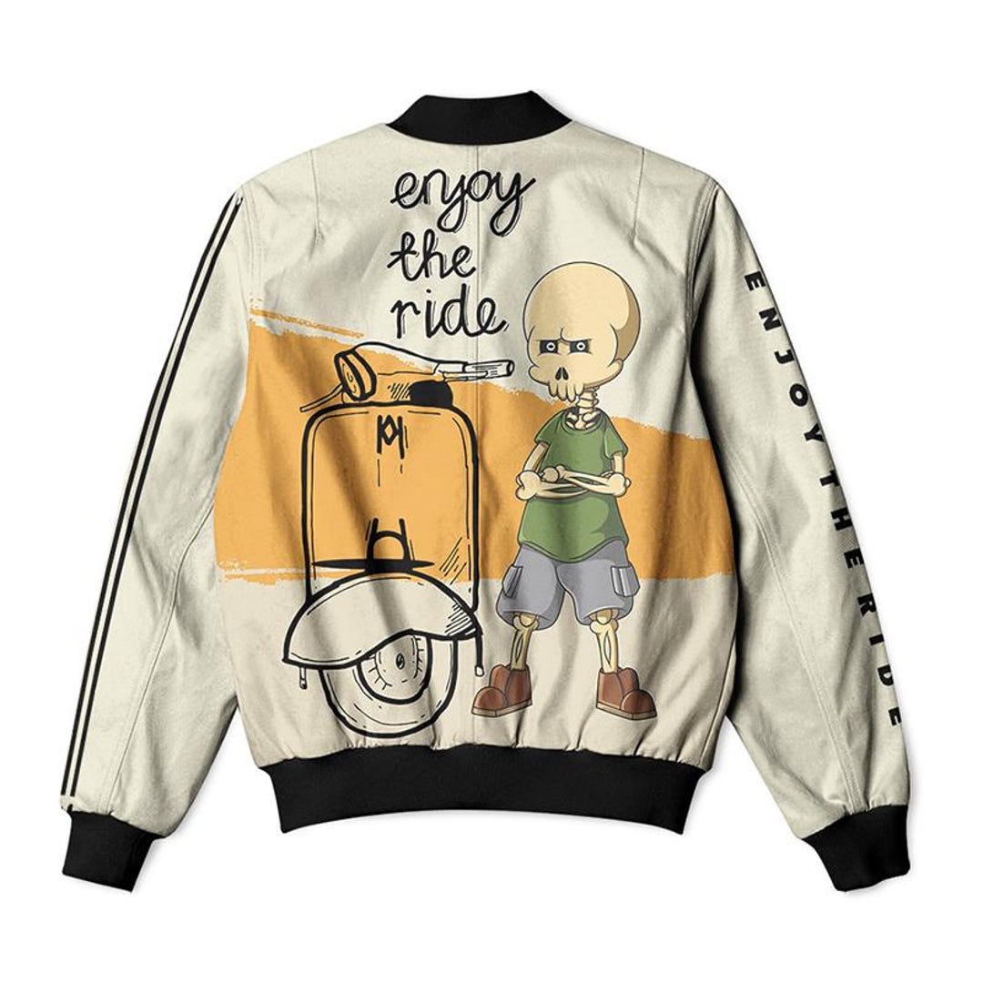 Skeleton Vespa Bomber Jacket Streetwear Style Trendy Vintage Daily Wear ...