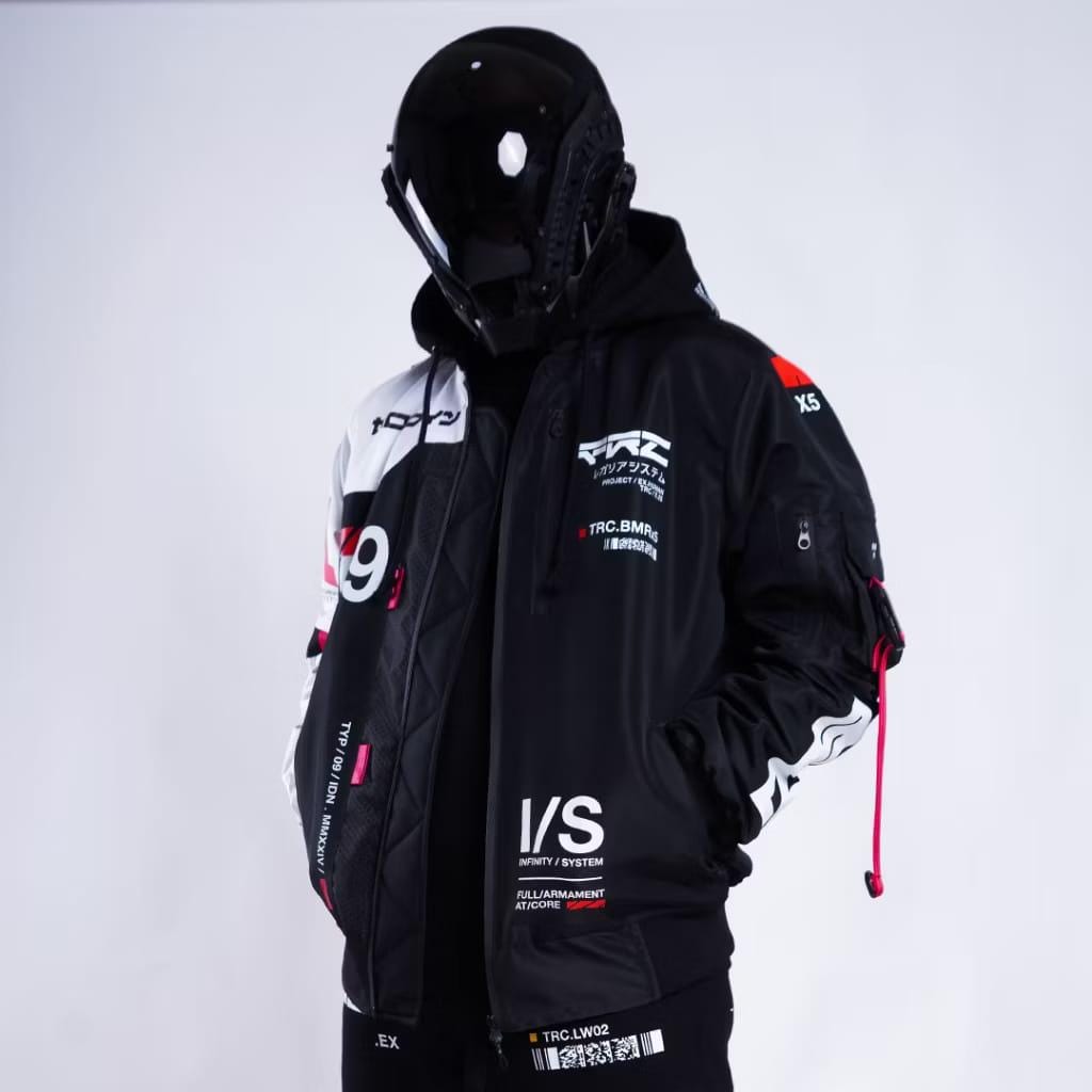 White Black Tracker Suit Robotic Style Jacket - Track Suit - Cyborg ...