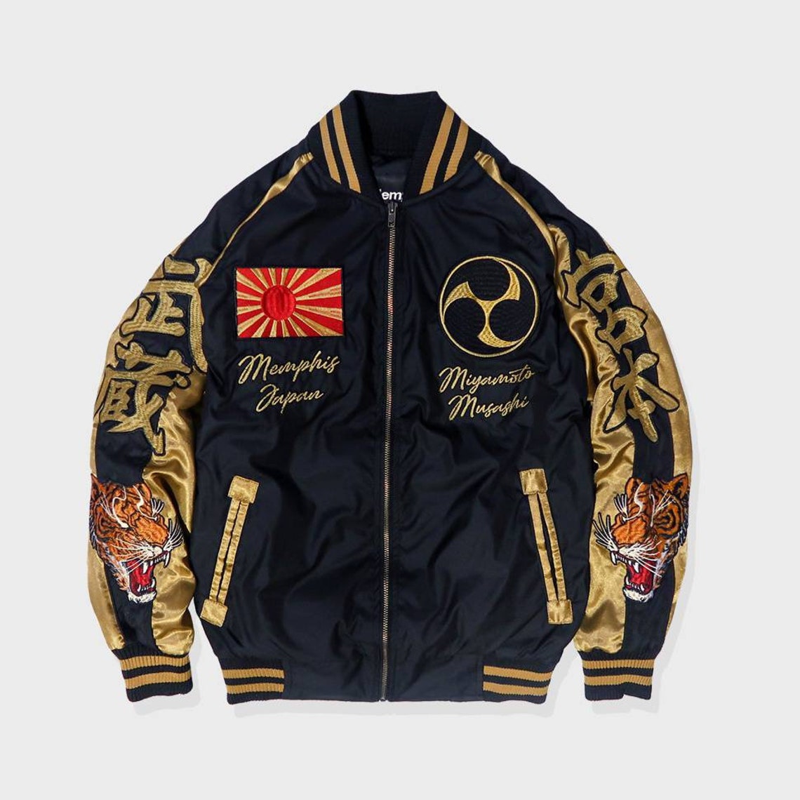 Tiger Japan Warrior Varsity Jacket Black Sukajan Japanese - Etsy