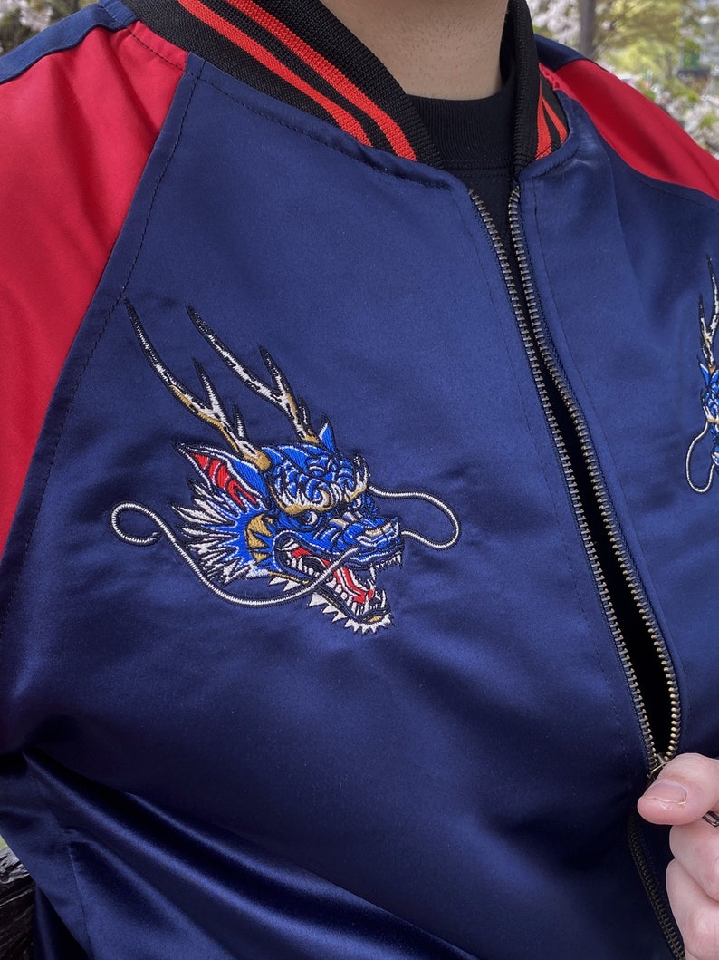 Dragon Varsity Jacket Sukajan Japanese Street Style Embroidered Asian ...
