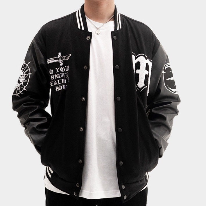 Nocturnal Varsity Jacket Black Night Sporty Dark Night Life Insomnia ...