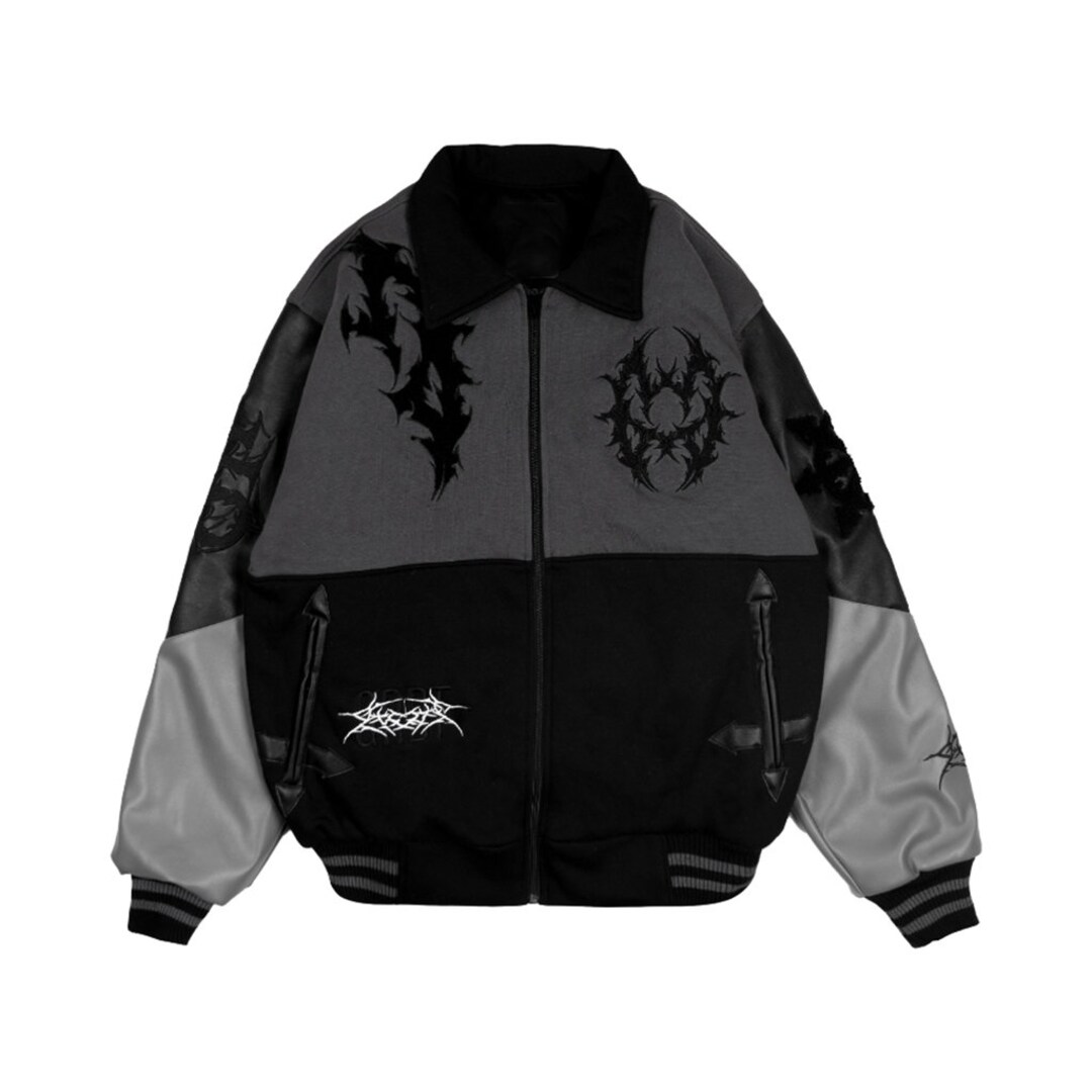 Midnight Grey Black Tribal Varsity Jacket - Dark - Night Life ...