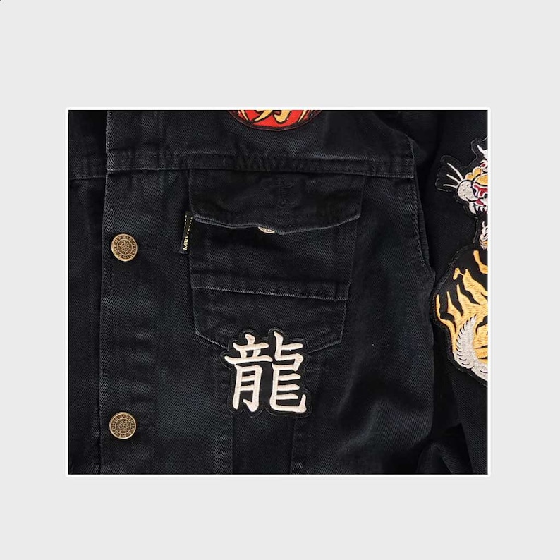 Dragon Tiger Ripped Denim Jacket - Japanese Street Style - Embroidered ...