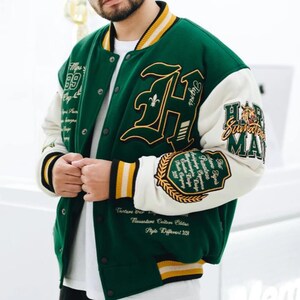 Tiger Baseball College - Green Varsity Jacket - Streetwear Style ...