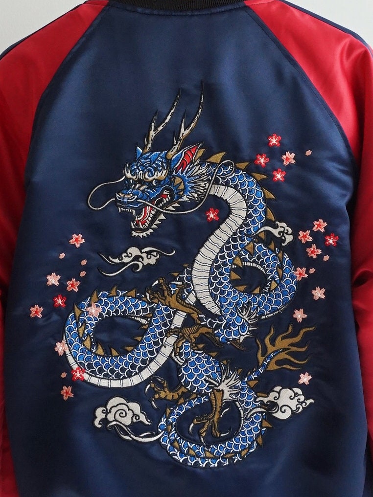 Dragon Varsity Jacket Sukajan Japanese Street Style Embroidered Asian ...