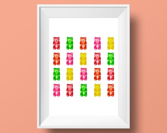 Gummy Bear Pop Art / Wall Art Poster / Art Print / Rainbow - Etsy