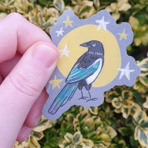 Magpie Sticker - Bird Art Vinyl Sticker in Yellow - Etsy