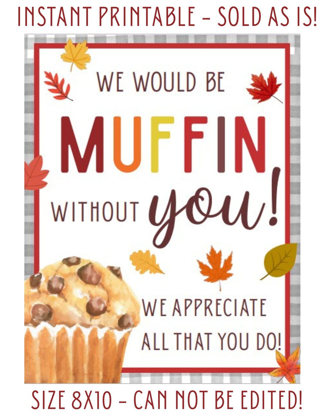 Teacher & Staff Appreciation Sign: Muffin Breakfast Decor (digital ...