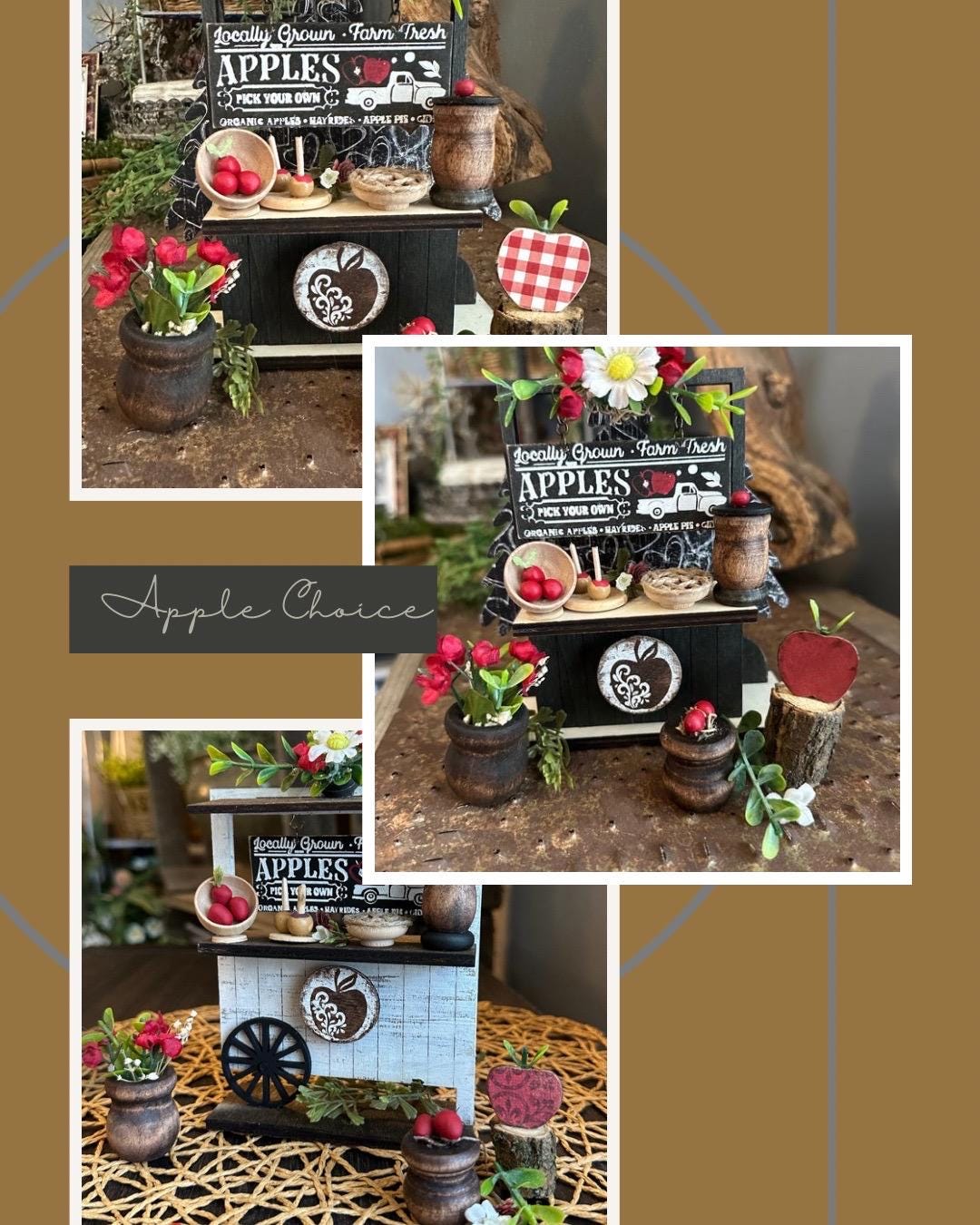 Apple Set, 5” Roadside Stand or Cart: Magnetic, Tiered Tray Decor - Etsy
