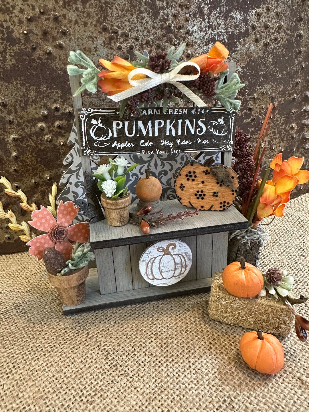 Pumpkin Set for Roadside Stand or Cart, Magnetic, Tiered Tray Decor ...