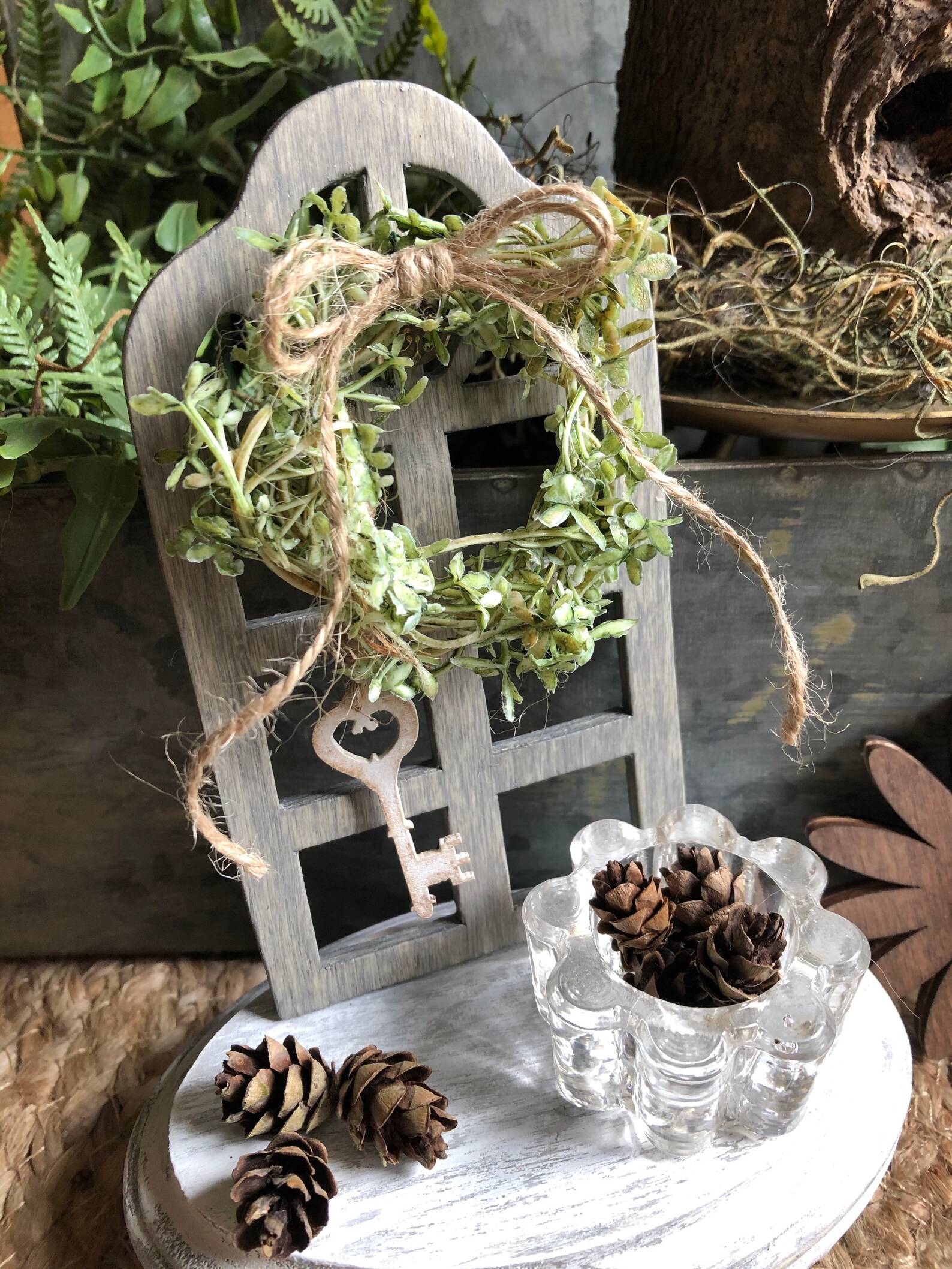 Cathedral Window, Tier Tray, Low Arch, Vintage Inspired, Tiny Wreath ...