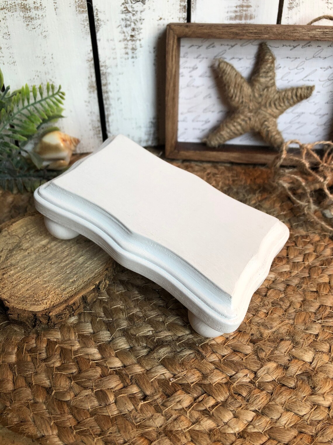 Mini Riser Distressed White Farmhouse Pedestal | Etsy