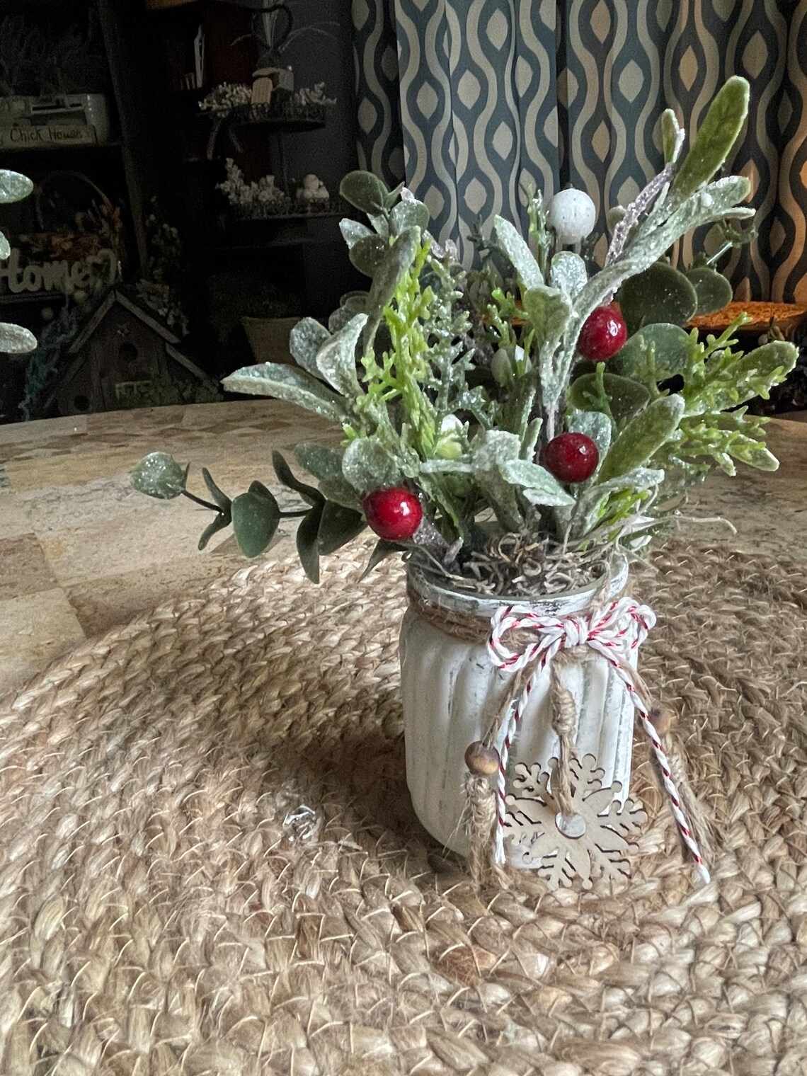 Christmas Arrangement Mini Glass Container Tiered Tray Decor - Etsy