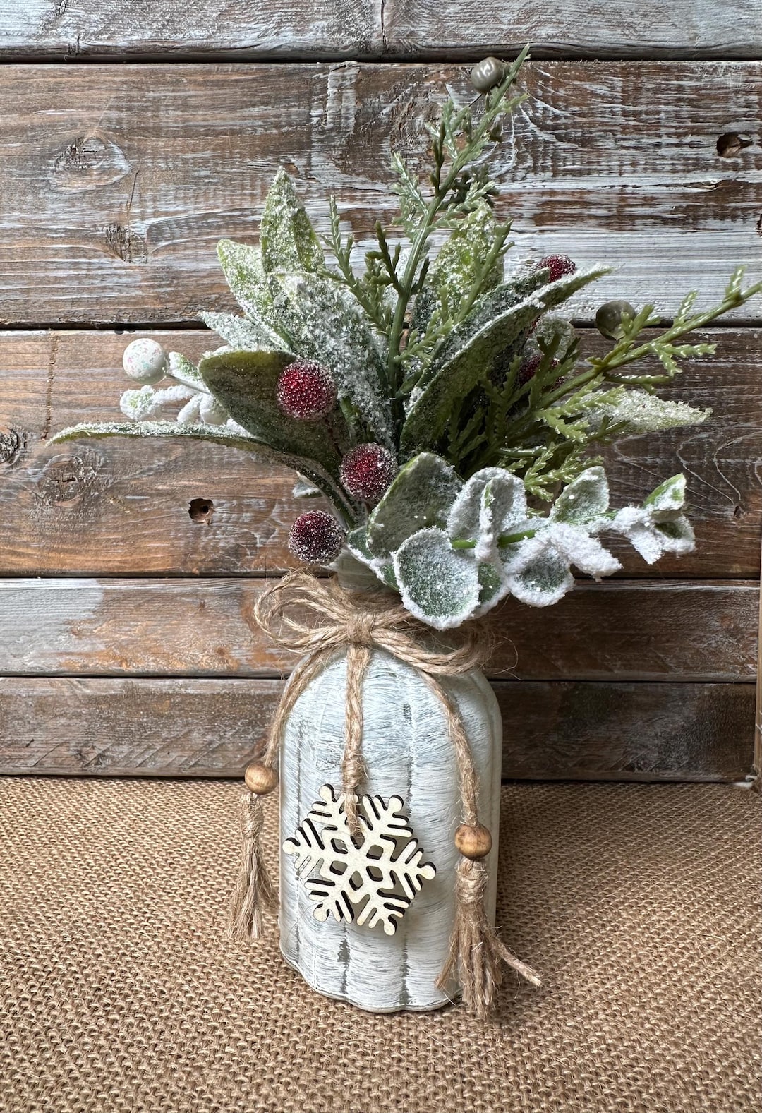 Christmas Arrangement, Mini Glass Container, Tiered Tray Decor - Etsy