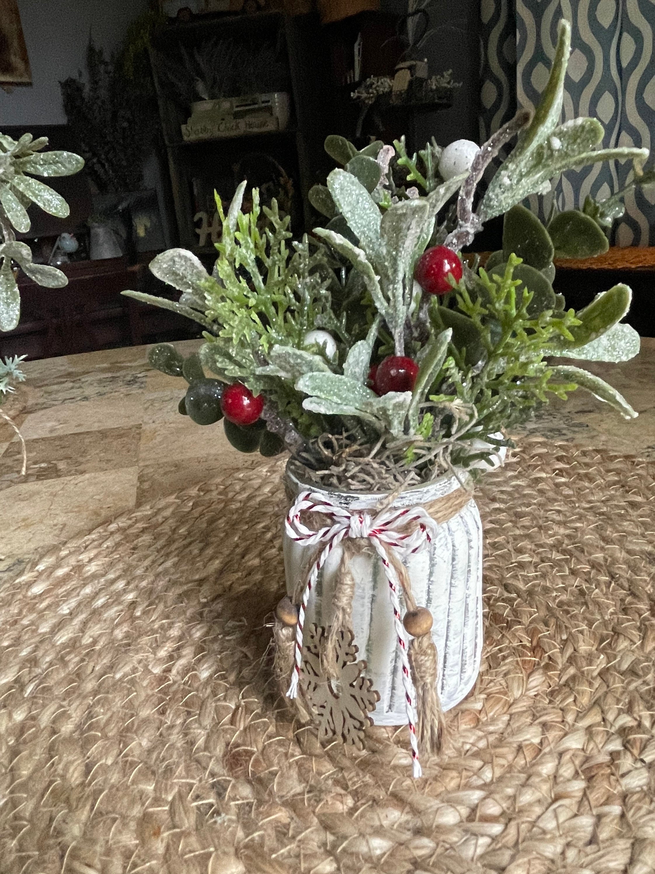 Christmas Arrangement Mini Glass Container Tiered Tray Decor - Etsy