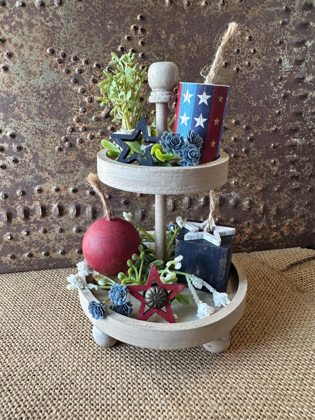 Mini Tiered Tray, Patriotic: 5 3/4” Cherry Bomb, Firecrackers, Stars - Etsy
