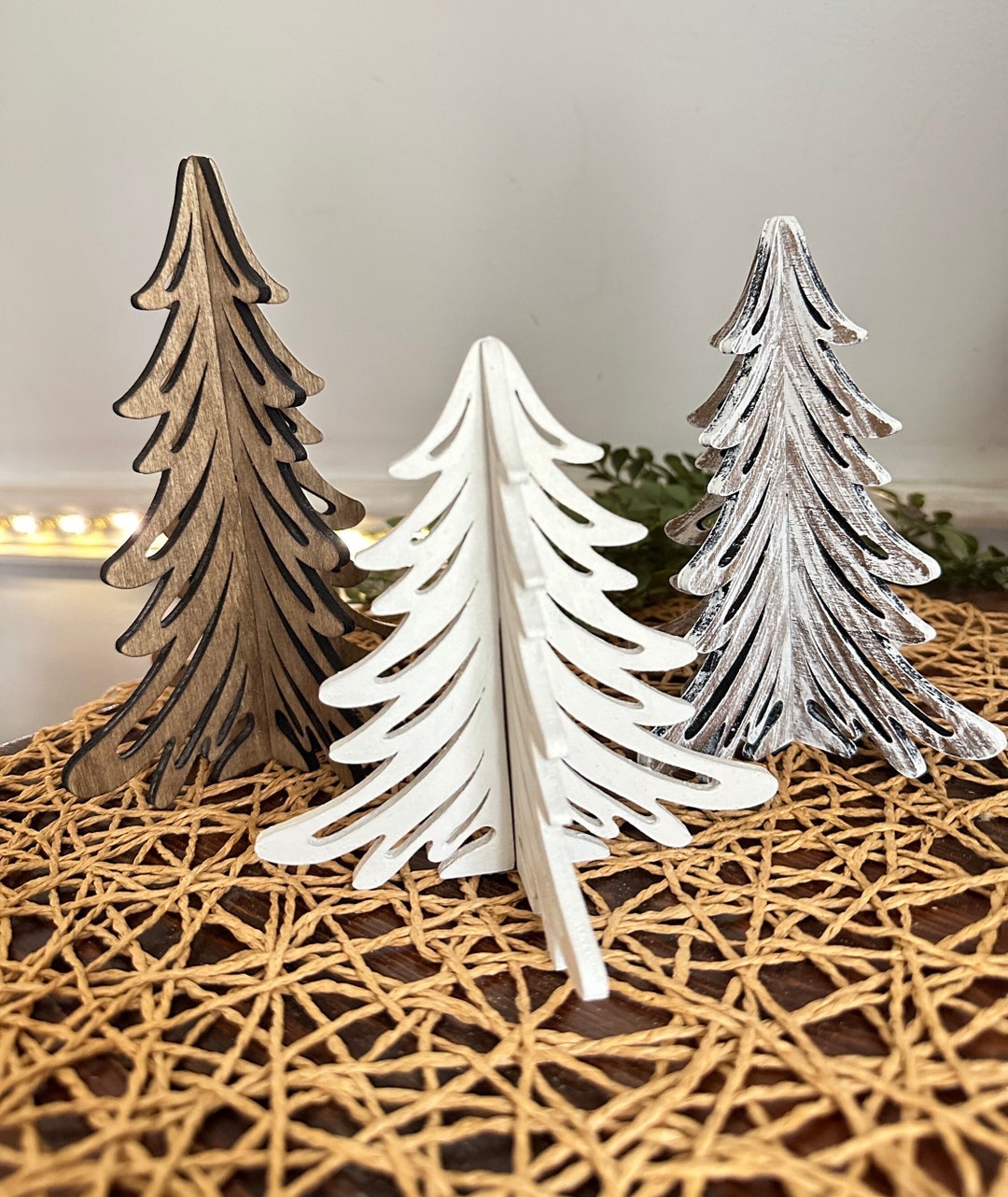 Winter Trees, Evergreen, Birch Wood, Laser Cut, Stained, Distressed - Etsy