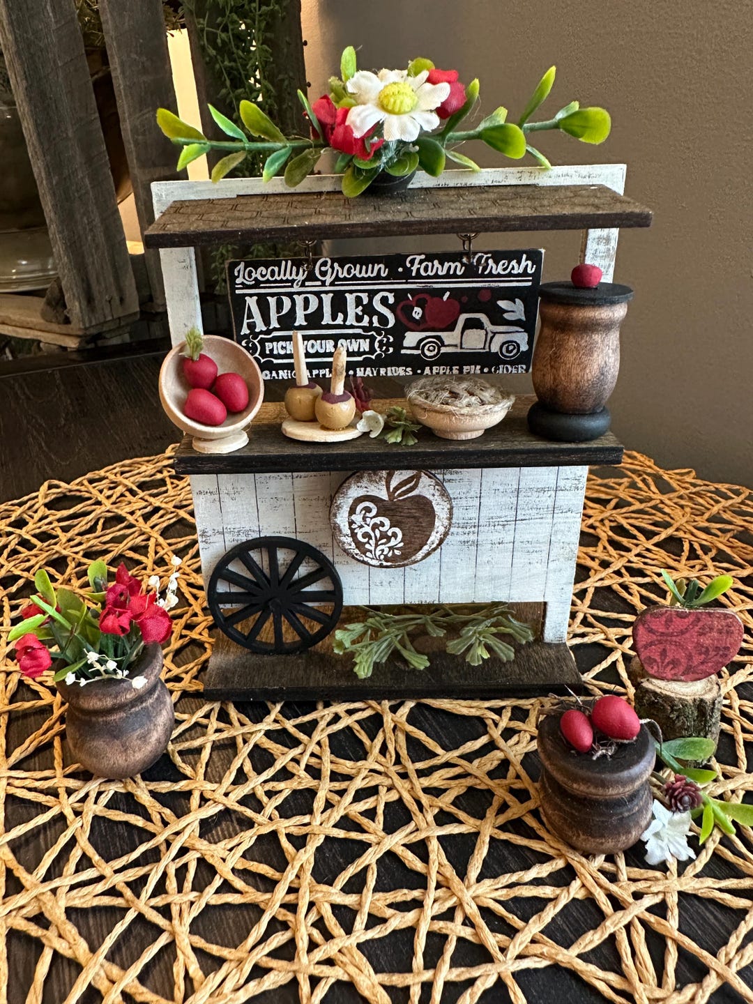Apple Set, 5” Roadside Stand or Cart: Magnetic, Tiered Tray Decor - Etsy