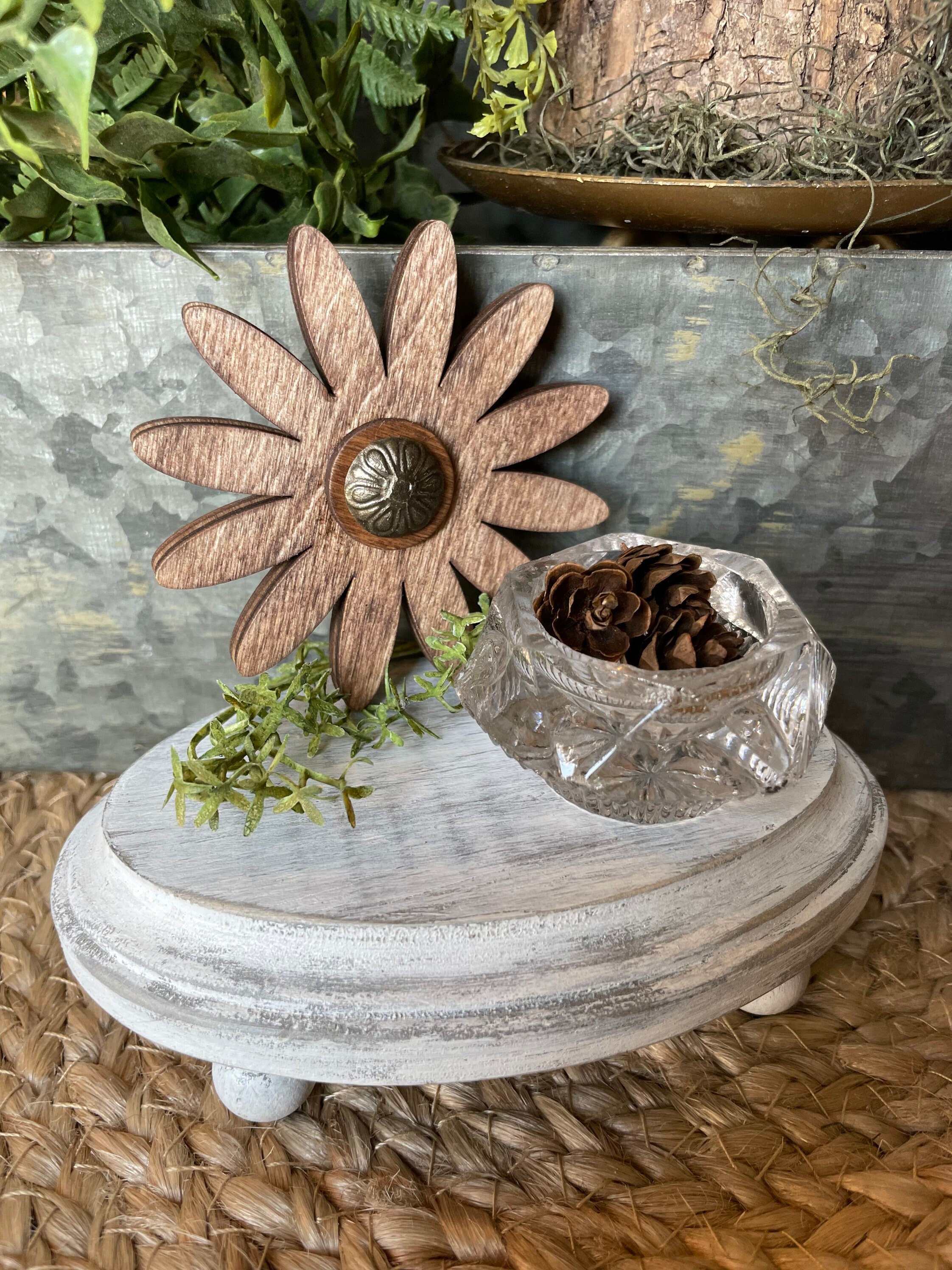 Mini Wood Flower Tray Decor Rustic Natural Decor Walnut | Etsy