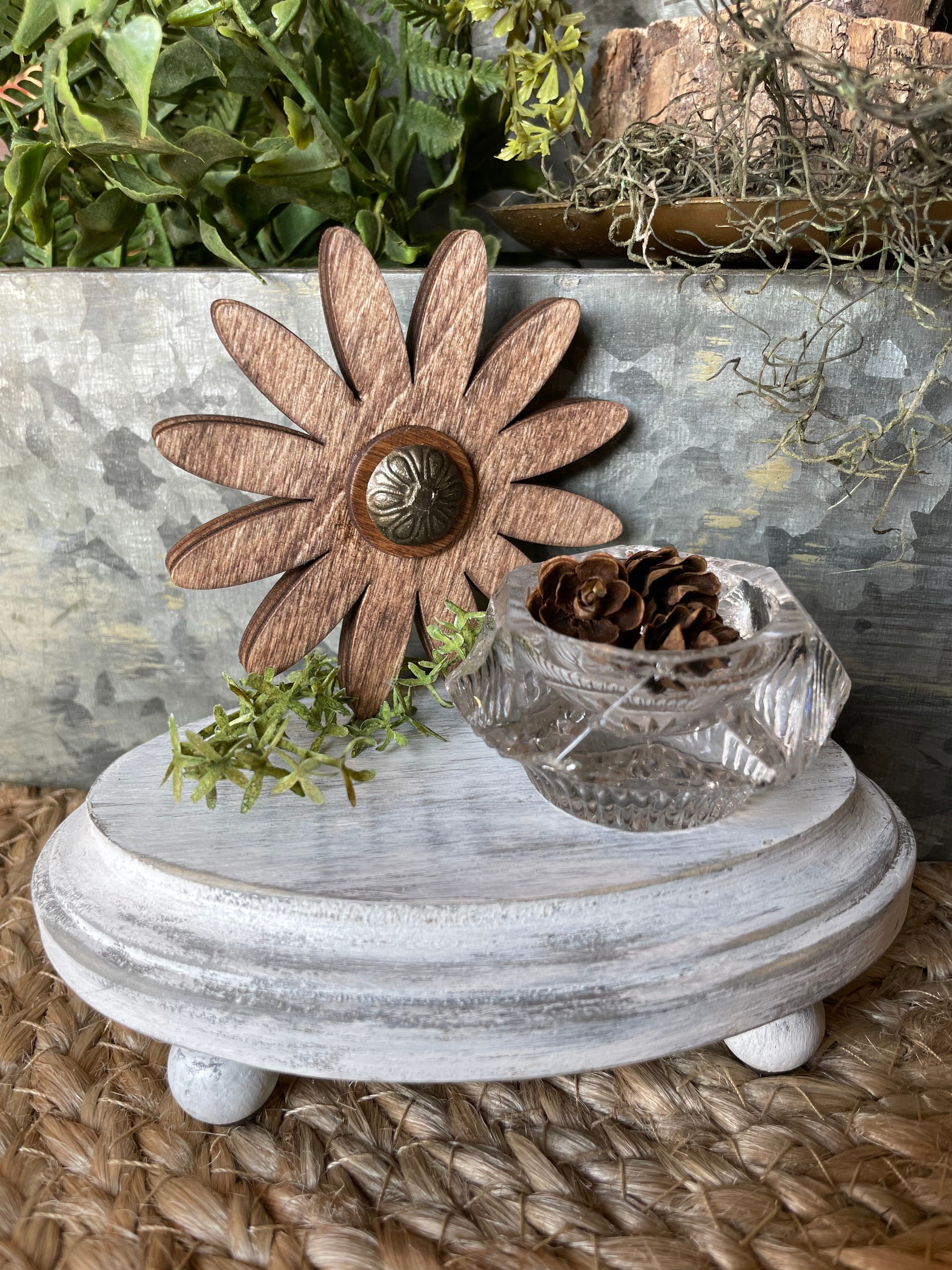 Mini Wood Flower Tray Decor Rustic Natural Decor Walnut | Etsy