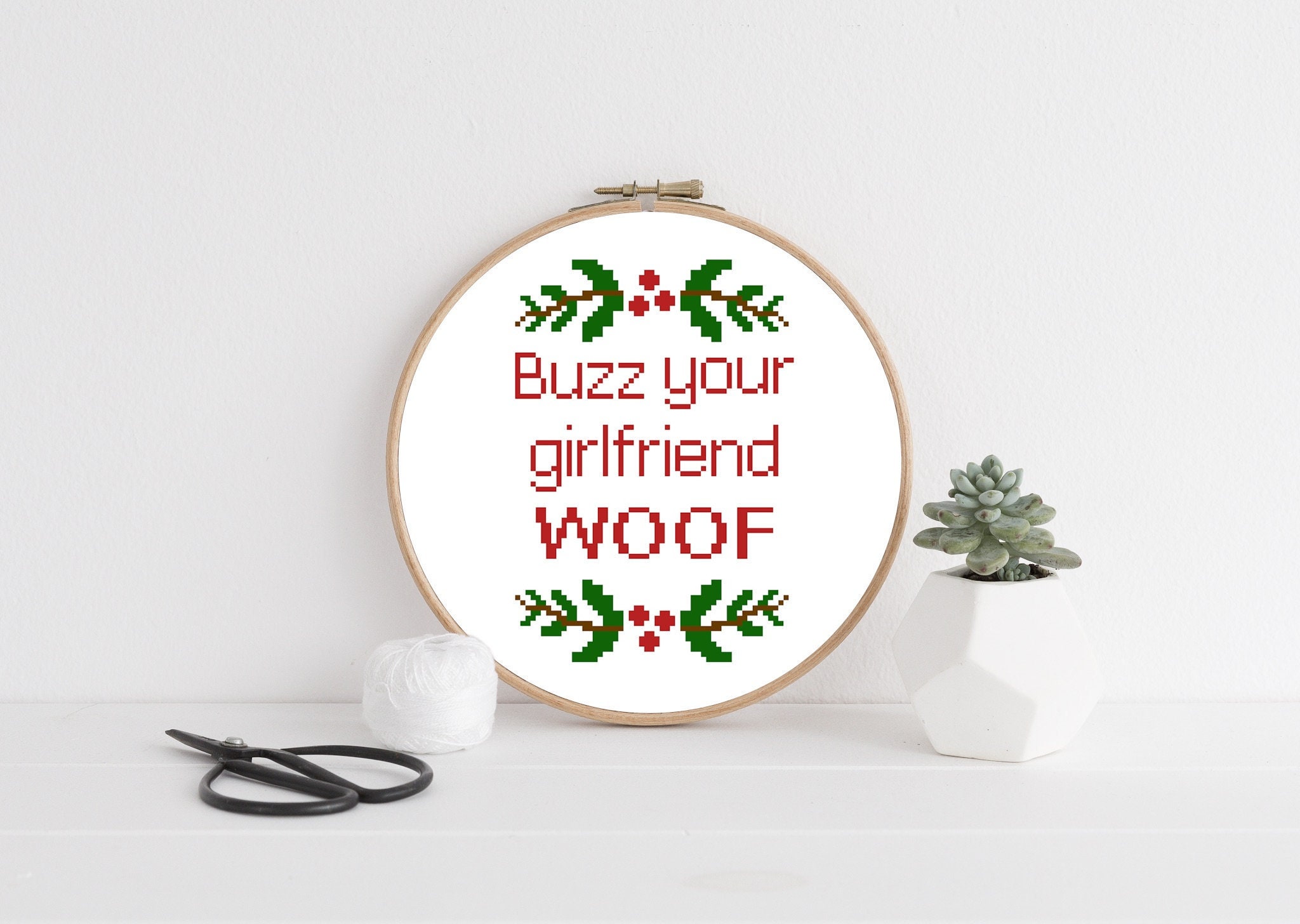 Buzz Your Girlfriend Woof Cross Stitch Pattern - Etsy