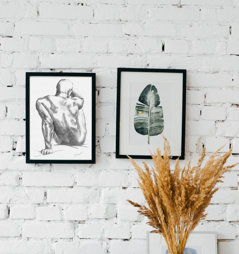 Masculine Life Drawing Wall Art Male Physique Fine Art - Etsy