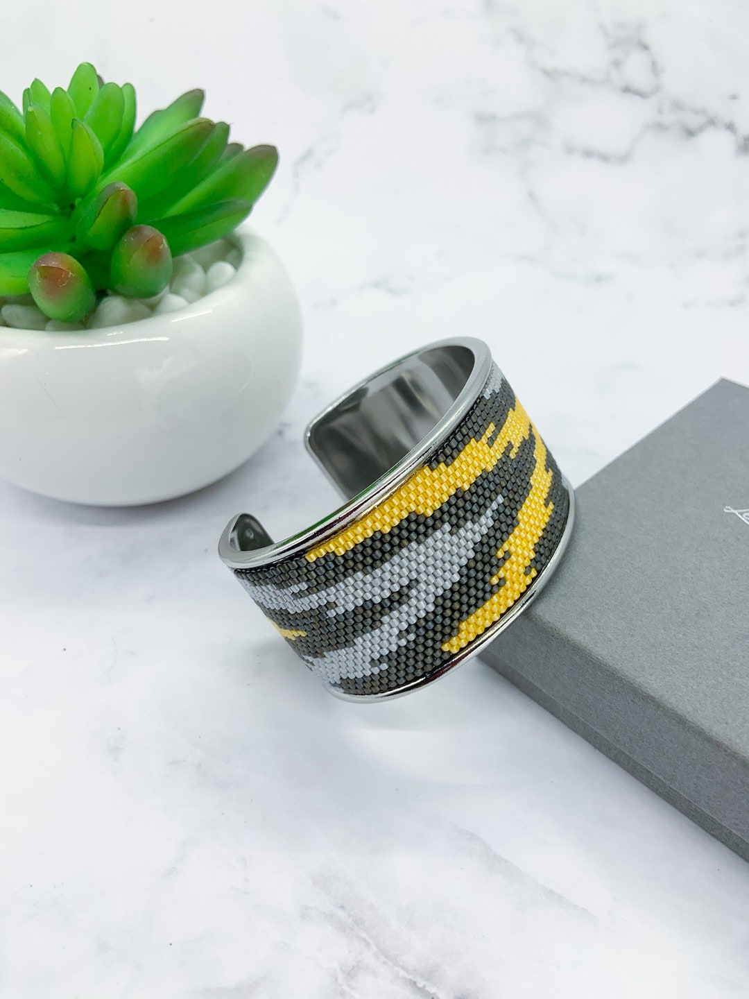 Handmade Beaded Cuff | Wide Bangle Cuff | Colorful Bracelet Cuff ...