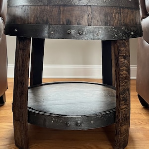 End Table Made From Authentic Whiskey Barrel With Bottom Shelf - Etsy