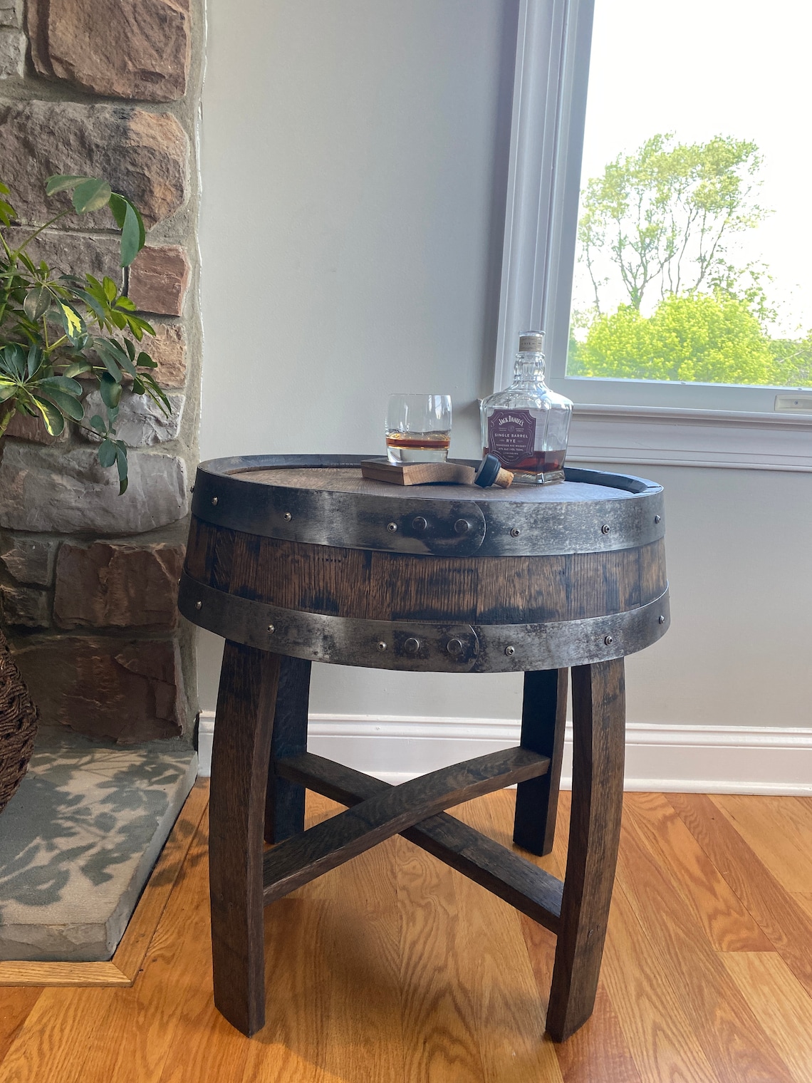 End Table Made from Authentic Whiskey Barrel | Etsy