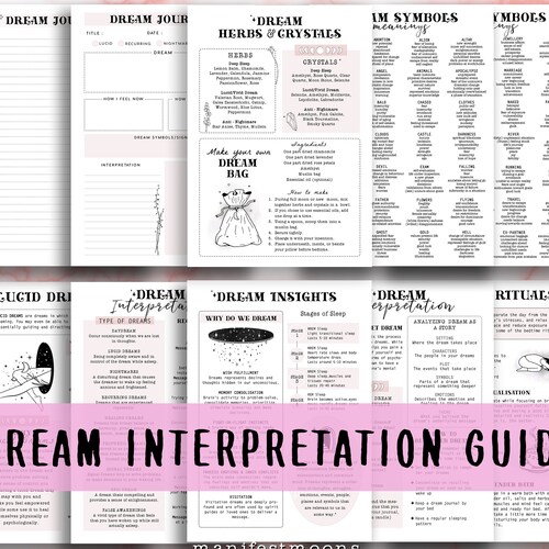 Dream Interpretation Guide Pack Dream Journal Page Dream - Etsy