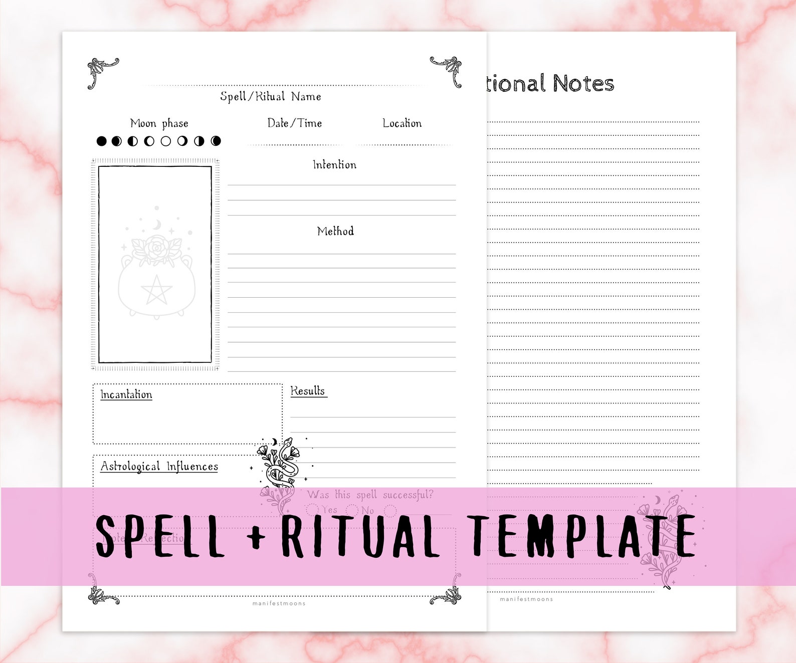 Spell & Ritual Template, Spell Template, Witchcraft Basics, Printable ...