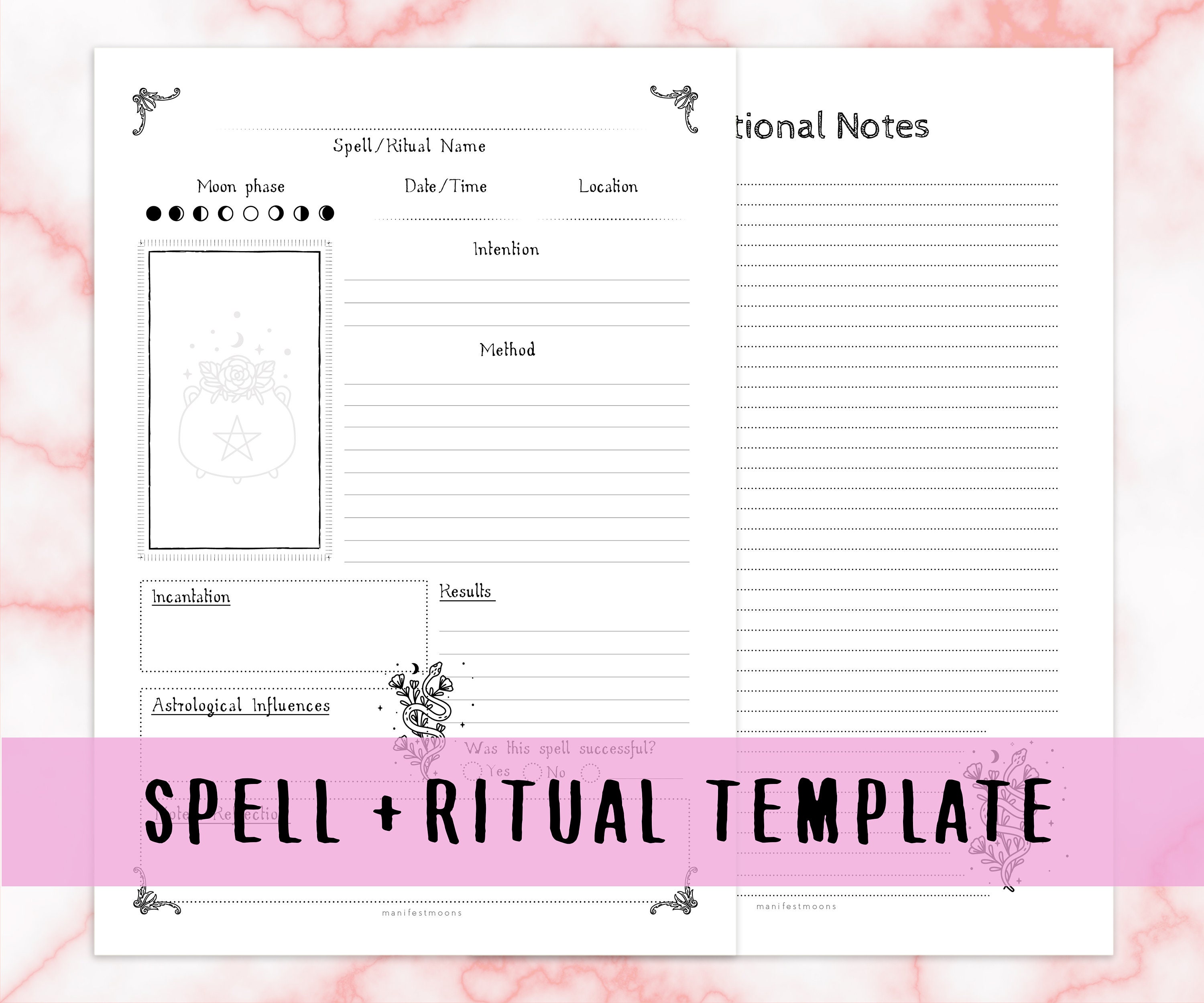 Spell & Ritual Template, Spell Template, Witchcraft Basics, Printable ...