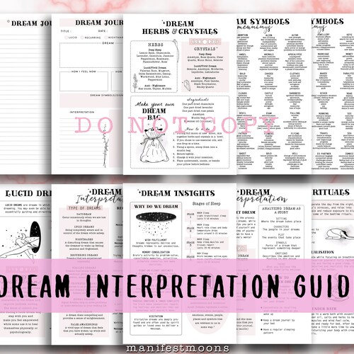 Dream Interpretation Guide Pack Dream Journal Page Dream - Etsy