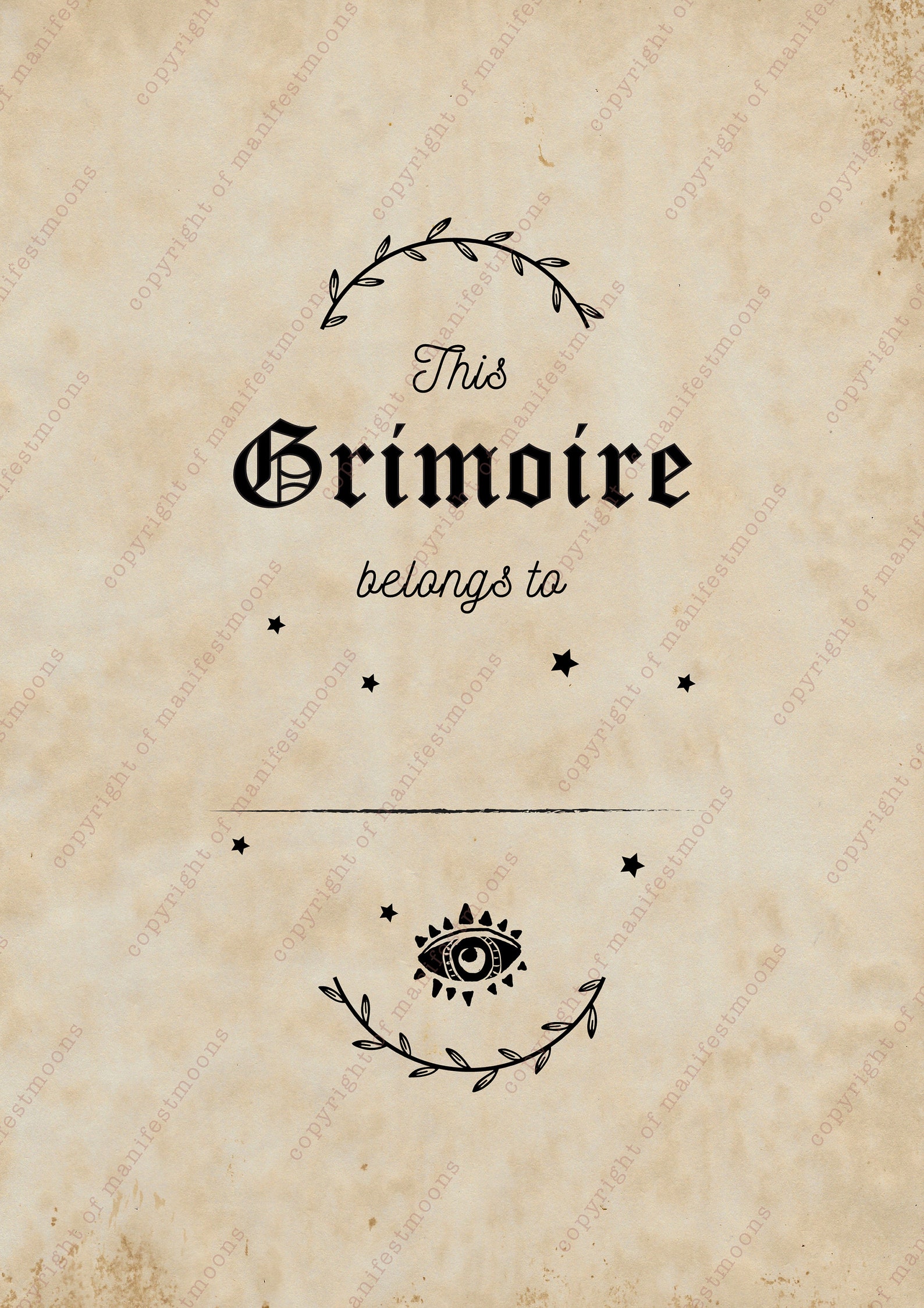 Grimoire Pages, Belongs to Page, Printable Grimoire Pages, Grimoire ...