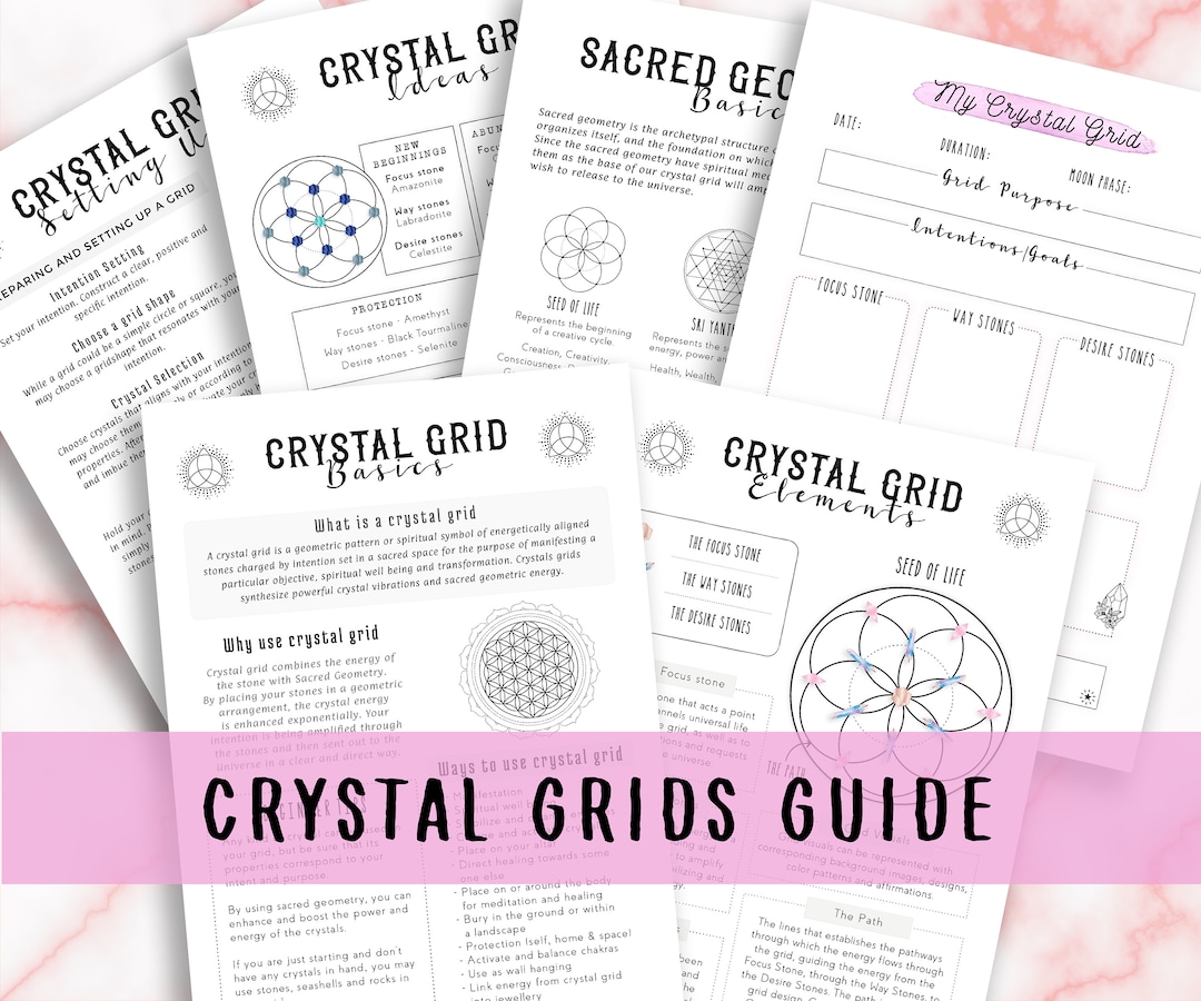 Crystal Grids Guide Printable, Grimoire Pages for Beginners, Baby Witch ...