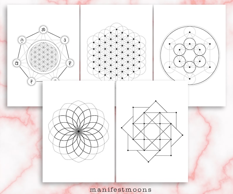 Crystal Grid Templates Printable, Crystal Magic, Sacred Geometry, Baby ...