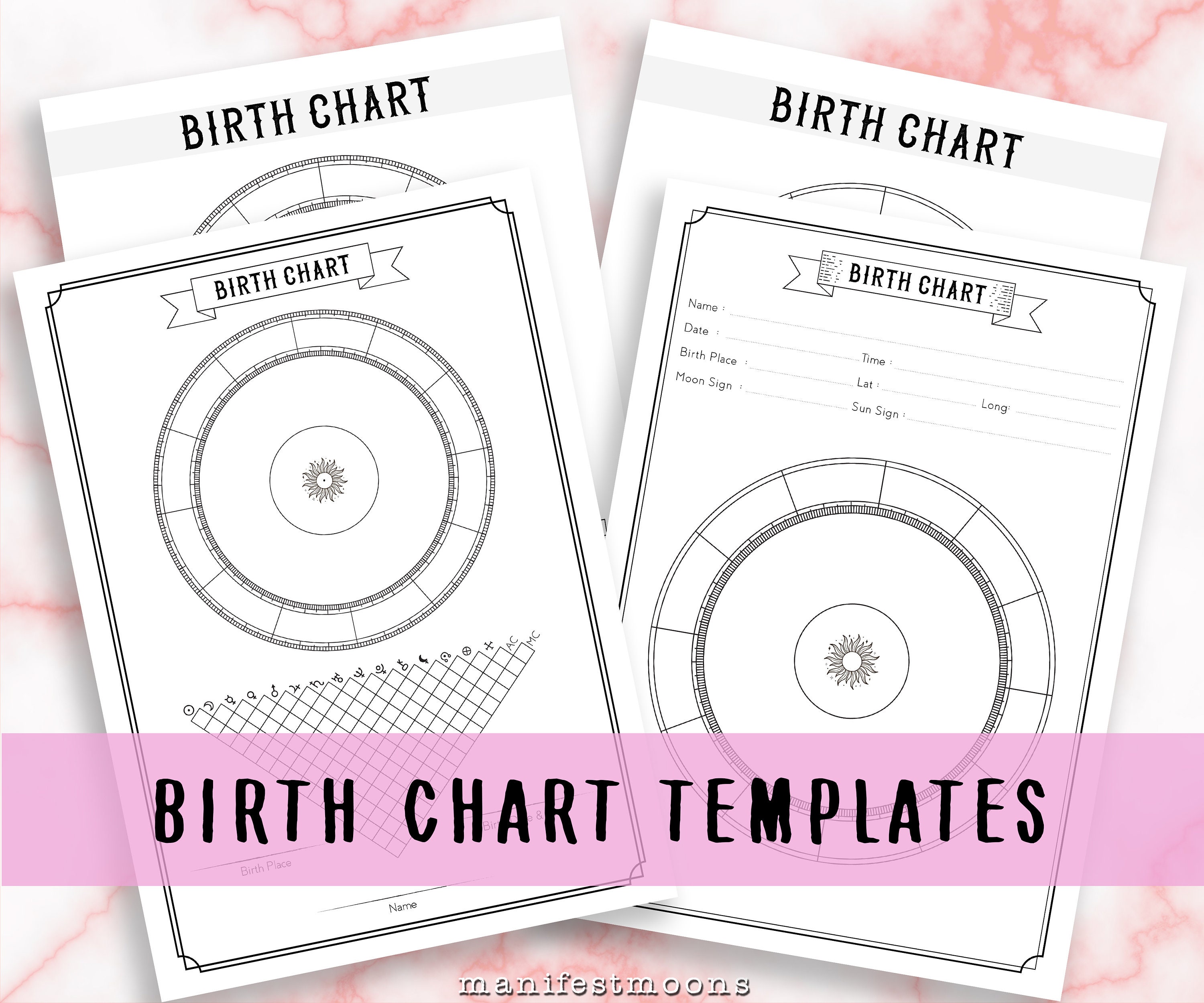 Birth Chart Templates Blank Natal Chart Astrology Chart - Etsy