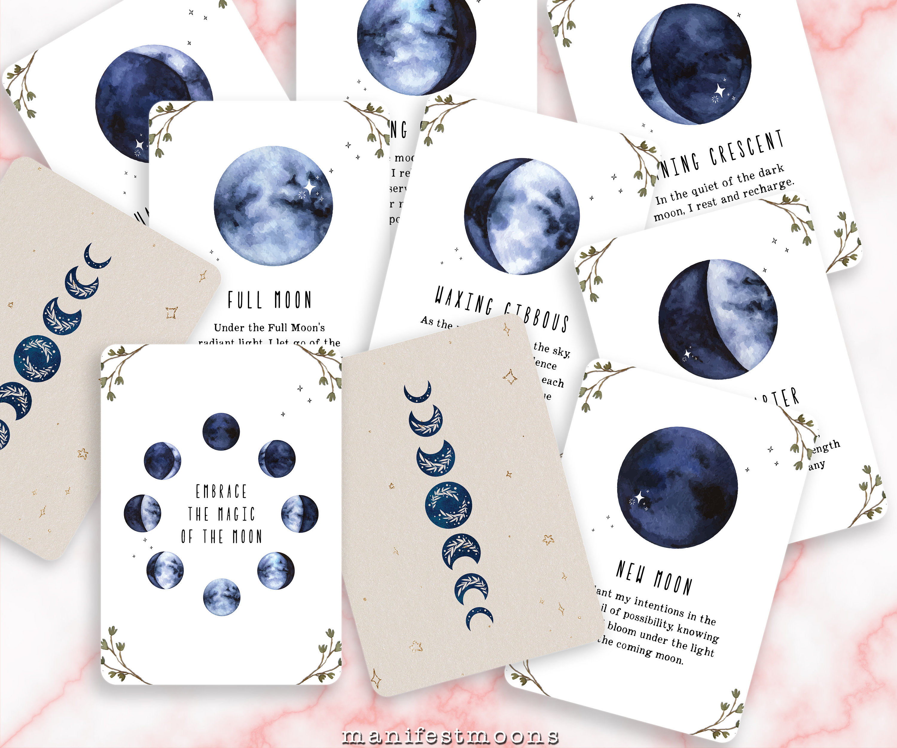 Moon Phase Altar Cards, Moon Magic Card, Moon Ritual, Moon Phase ...
