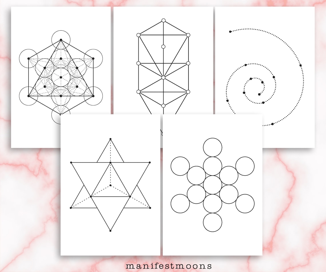 Crystal Grid Templates Printable, Crystal Magic, Sacred Geometry, Baby ...