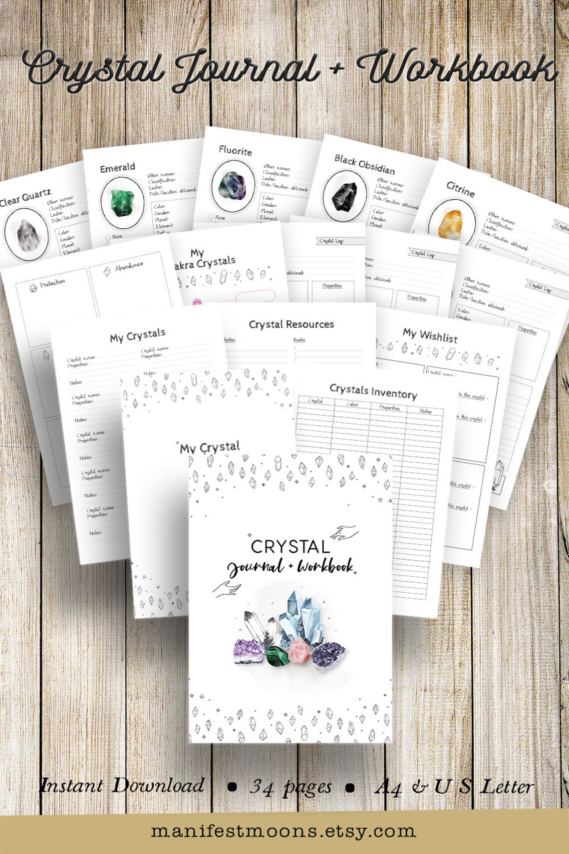 Crystal Journal Workbook for Crystal Witch Healing Crystal - Etsy