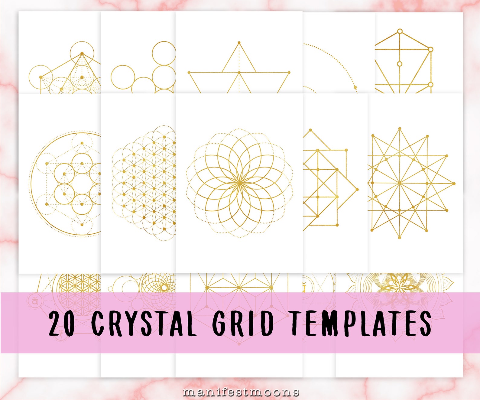 Crystal Grid Templates Printable Crystal Magic Sacred - Etsy