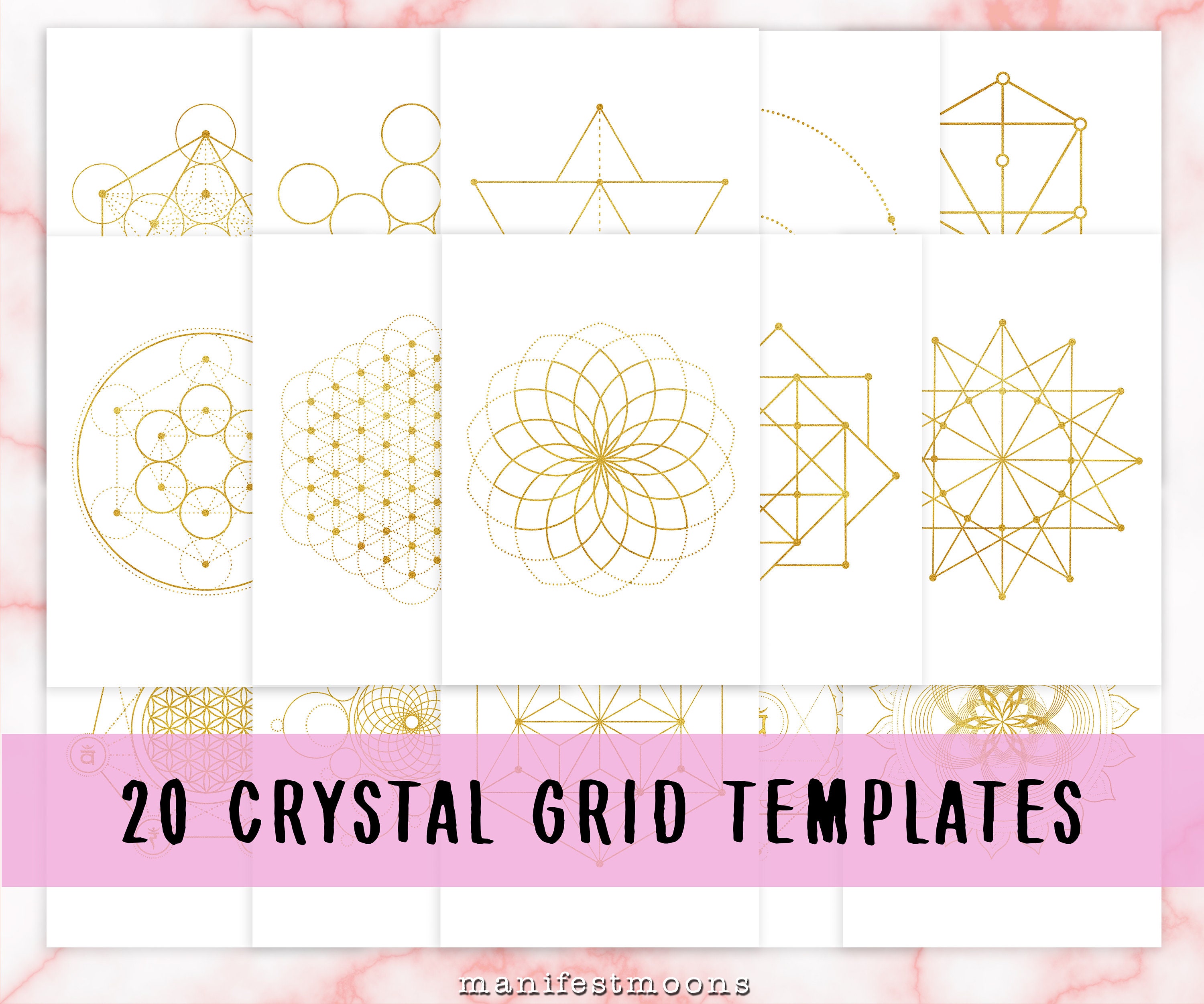 Crystal Grid Templates Printable Crystal Magic Sacred - Etsy