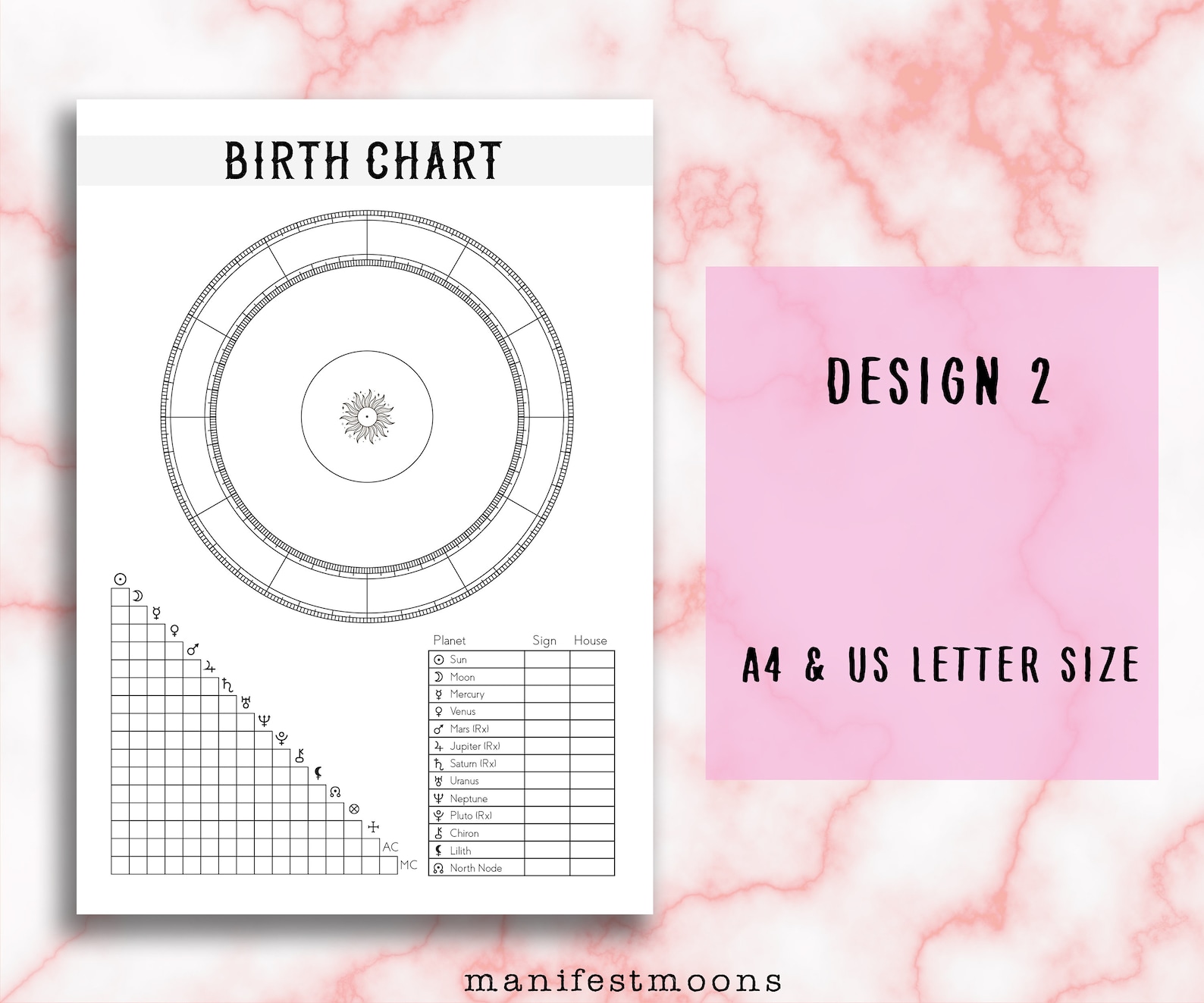 Birth Chart Templates Blank Natal Chart Astrology Chart - Etsy